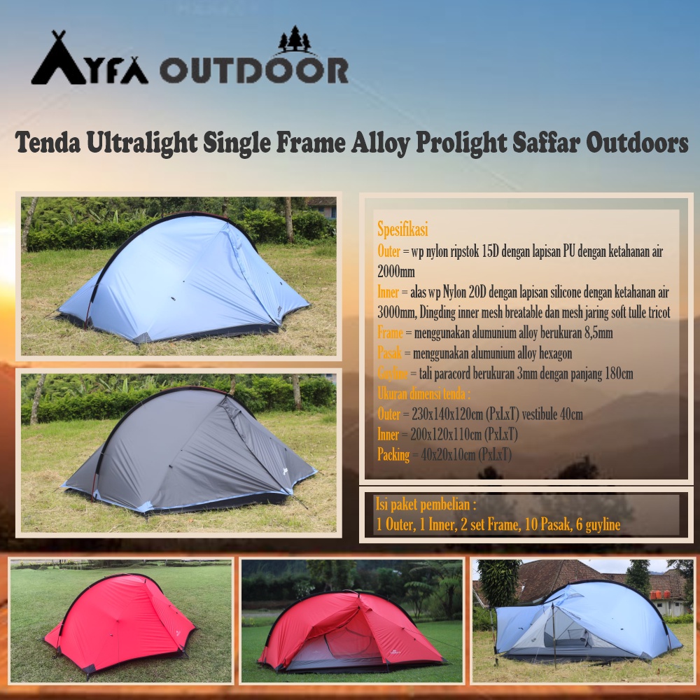 Jual Tenda Ultralight single frame Alloy Prolight Saffar Outdoor tenda ...