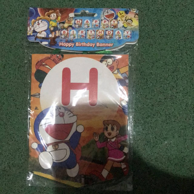 Jual Banner flag happy birthday doraemon / bunting flag hbd doraemon ...