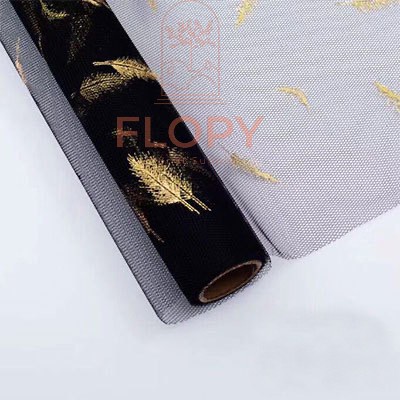 Jual [50 cm x 5 Yard] 1 Roll Mesh Jaring Motif Daun Gold / Jaring Kecil ...