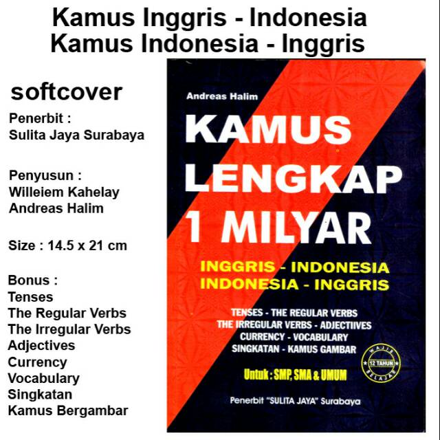 Jual Kamus indonesia Ingris, Ingris indonesia ukuran besar 15*20 cm ...