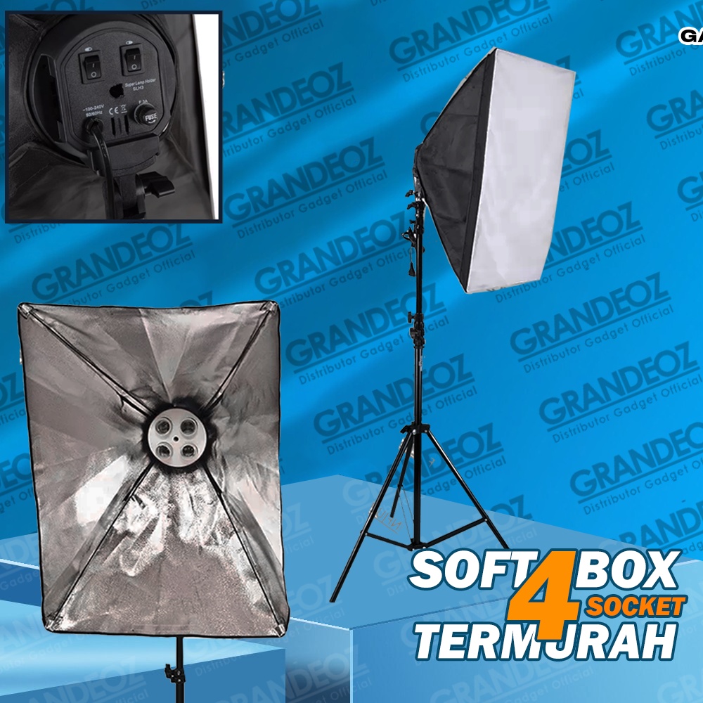 Jual PAKET SOFTBOX 50x70cm Ring Light Stand 2M + 4 Socket E27 + Soft ...
