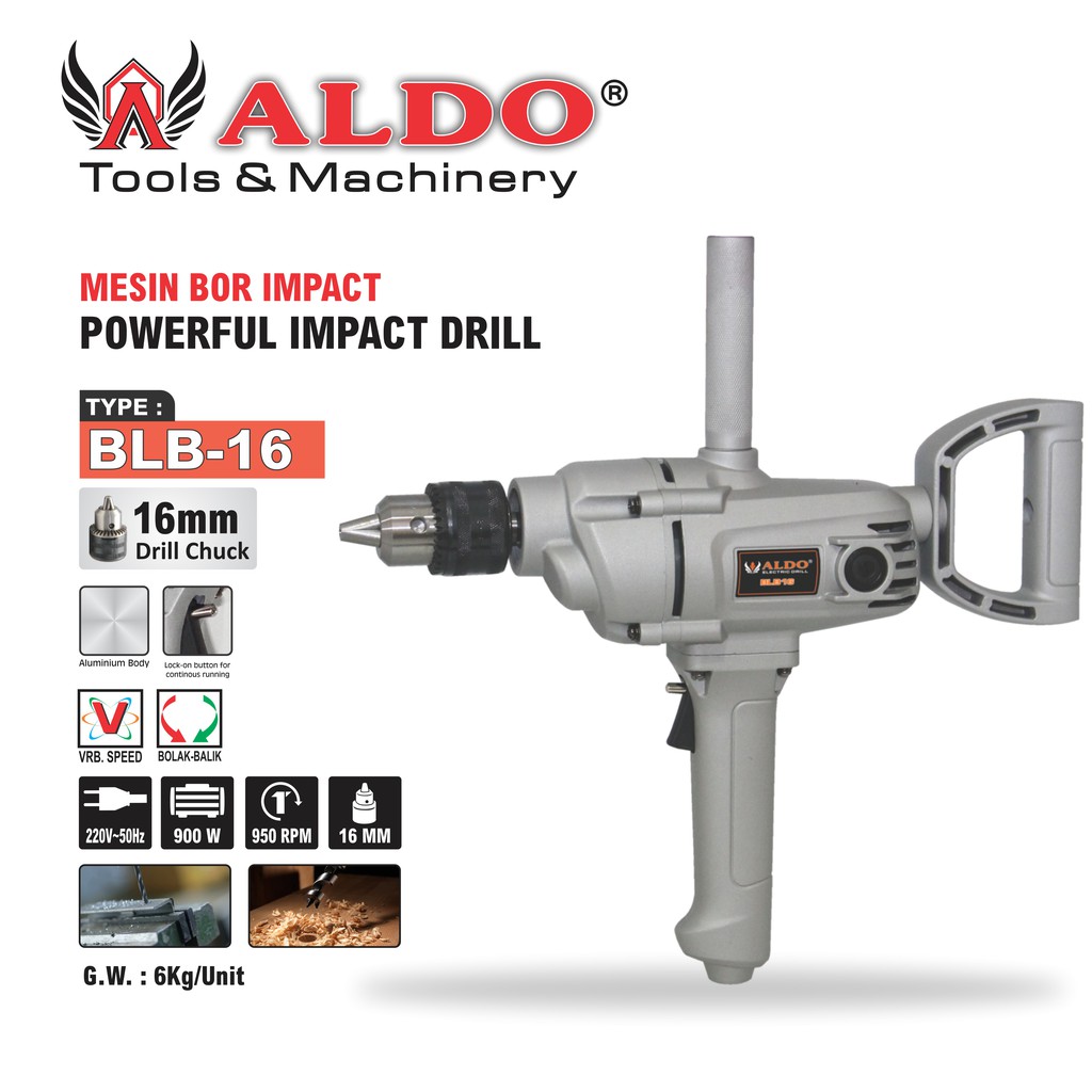 Jual Mesin Bor 16mm heavy duty merk ALDO BLB16 | Shopee Indonesia