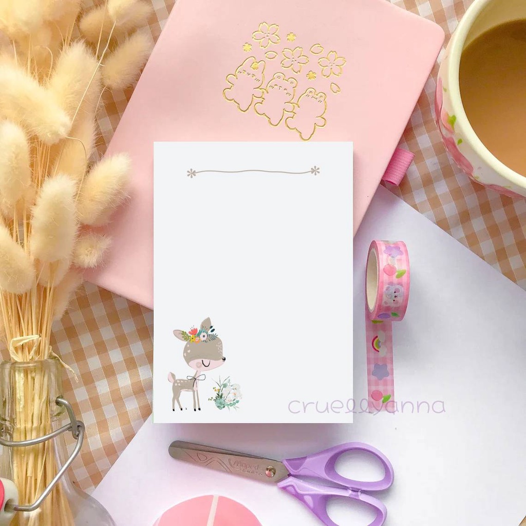 Jual cruell - Stiky Notes Cute Deer memo pad A7 48 sheets cute notes ...
