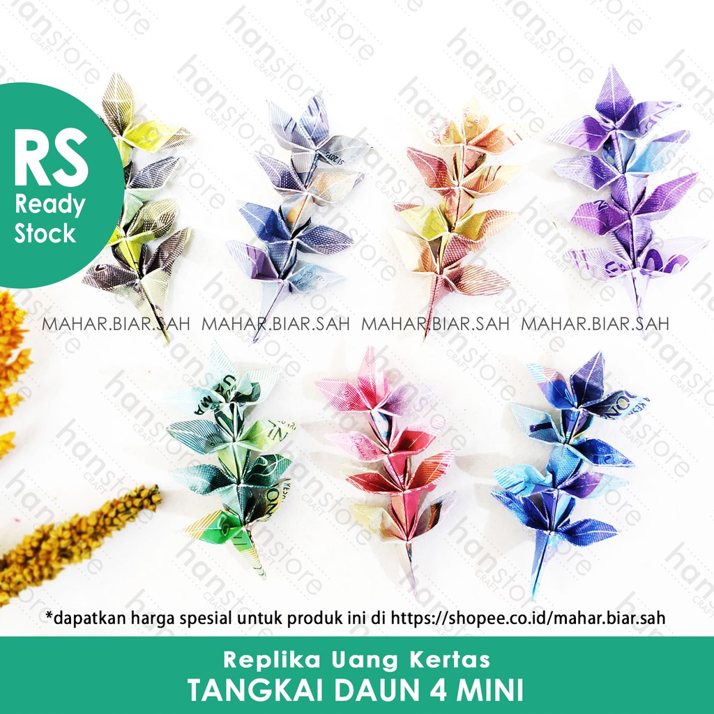 Jual RS Origami Tangkai Daun 4 Mini dari Replika Uang Kertas untuk ...