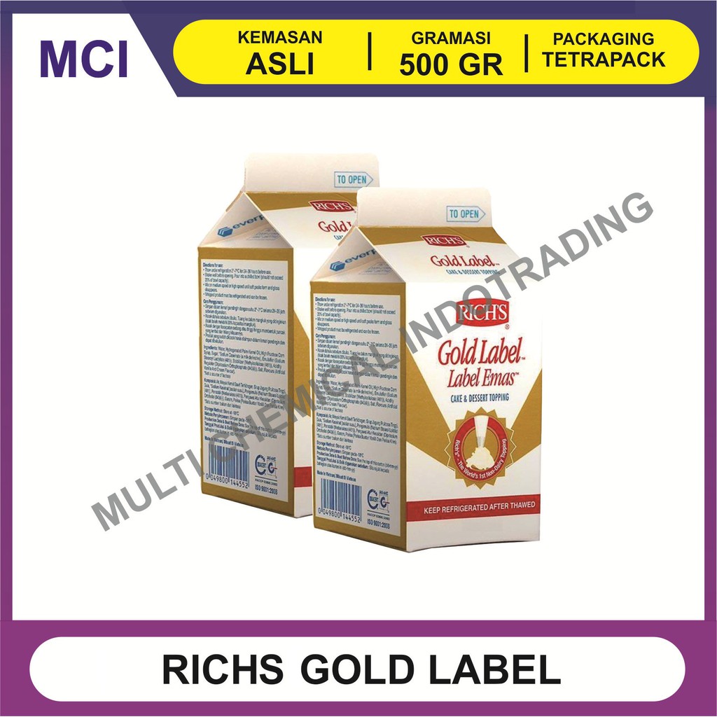 Jual RICHS GOLD LABEL WHIPPING CREAM 500 GR / WHIP CREAM / TOPPING ...