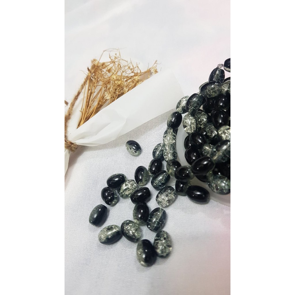 Jual Manik-manik Batu Pecah Kristal Black Clear Lebar 10mm Per 20 Gram ...