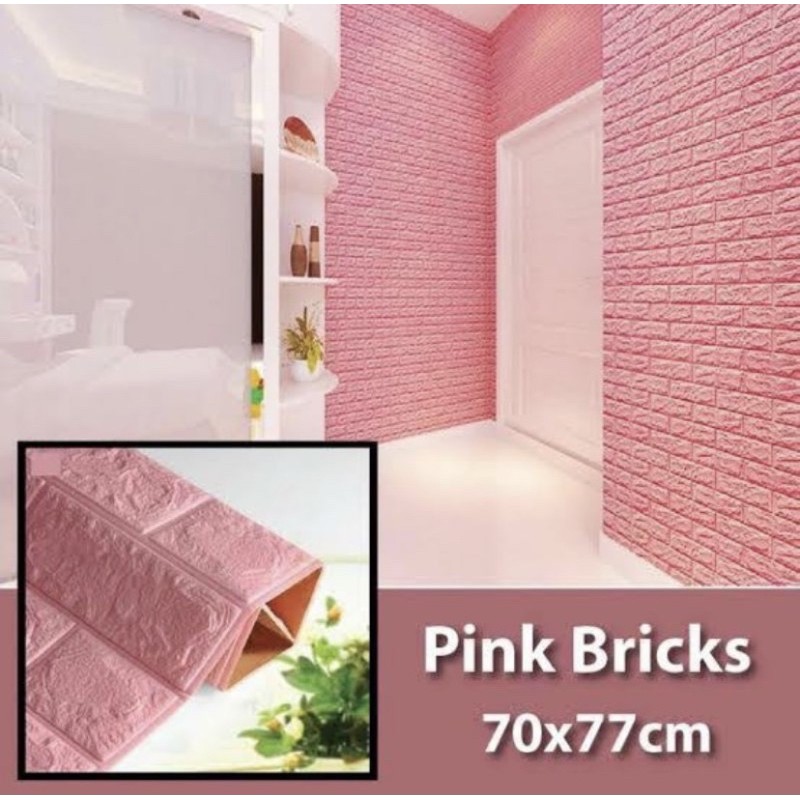 Jual Wallpaper Dinding 3D Brick Pink (Bata Pink) | Shopee Indonesia
