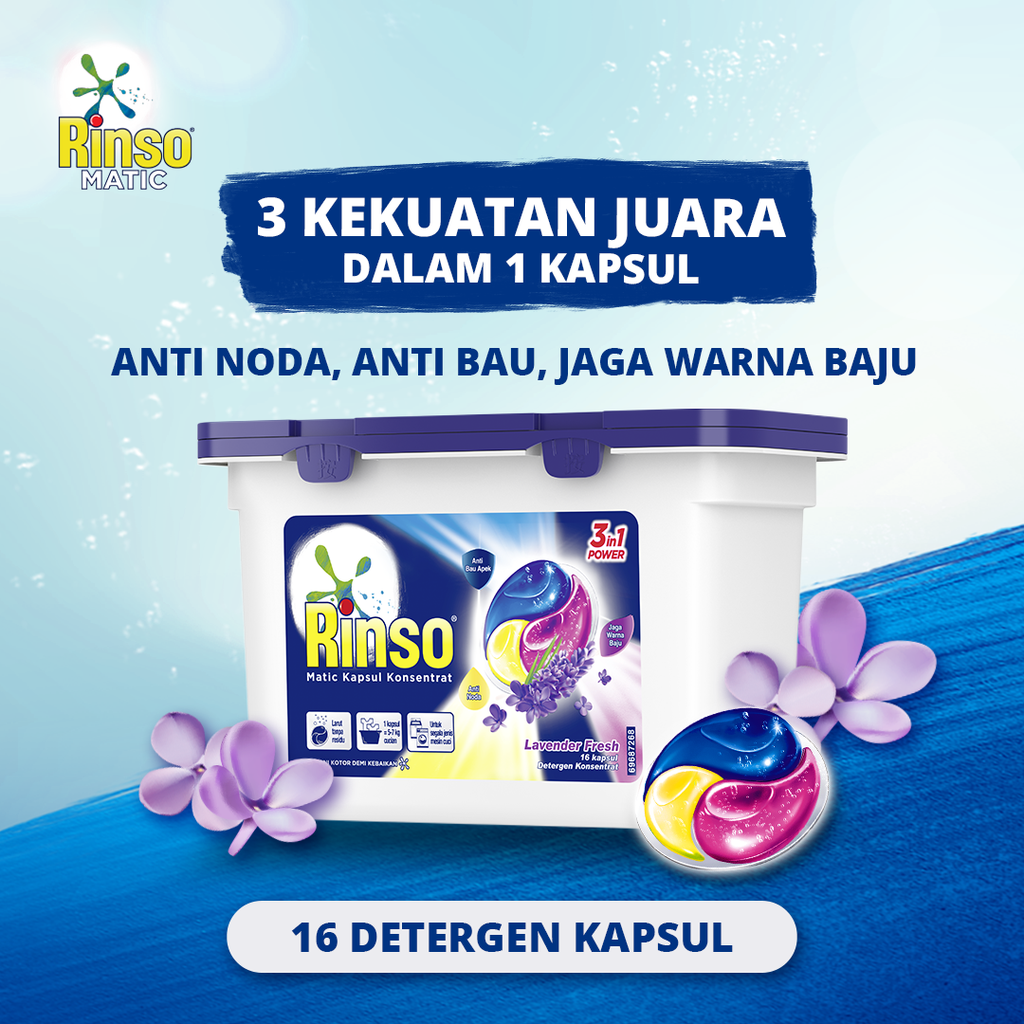 Jual Rinso Capsule Detergent Konsentrat Deterjen Matic Kapsul Lavender ...