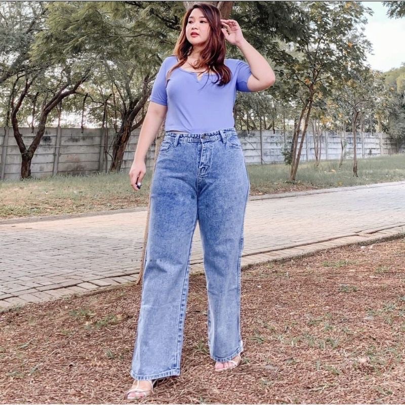 Jual HIGHWAIST KULOT JEANS LOOSE SUPER JUMBO MUAT SAMPAI BB 55-100 HW ...