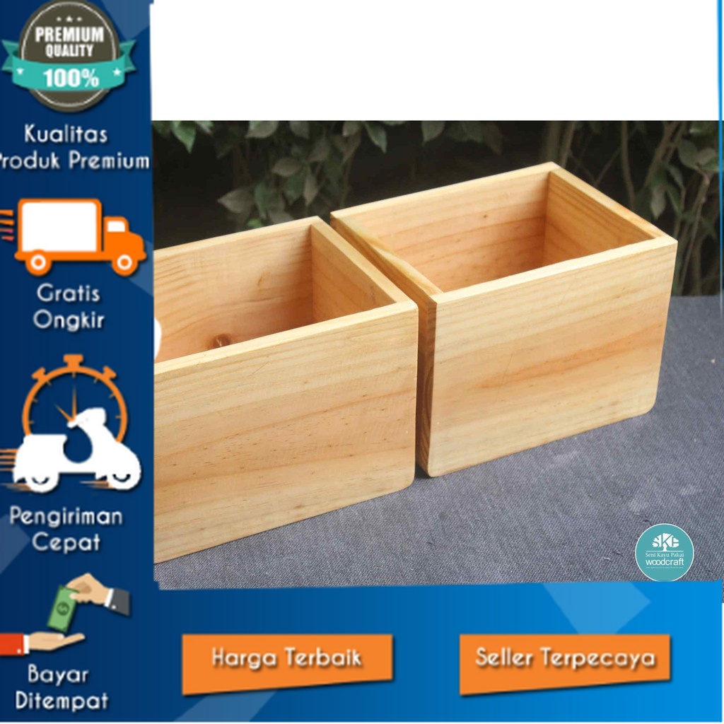 Jual Wooden Storage box 10x10x10 cm kotak kayu tempat penyimpanan kayu ...