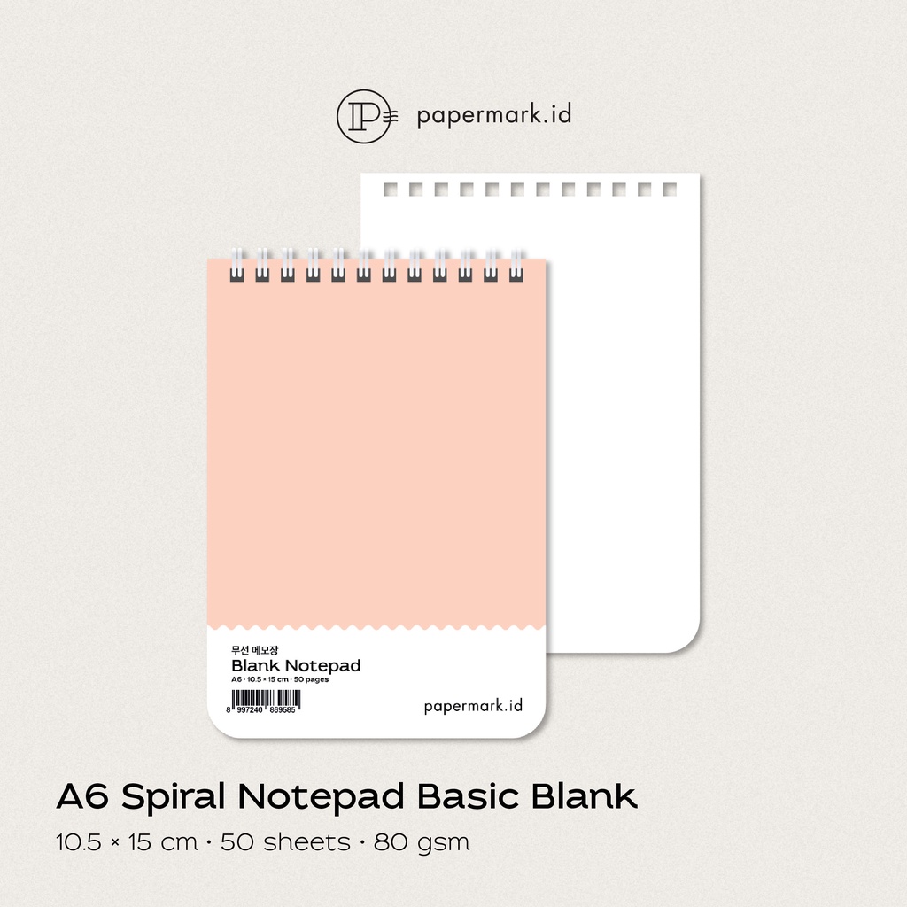 Jual Papermark - A6 Spiral Notepad Basic Blank | Shopee Indonesia