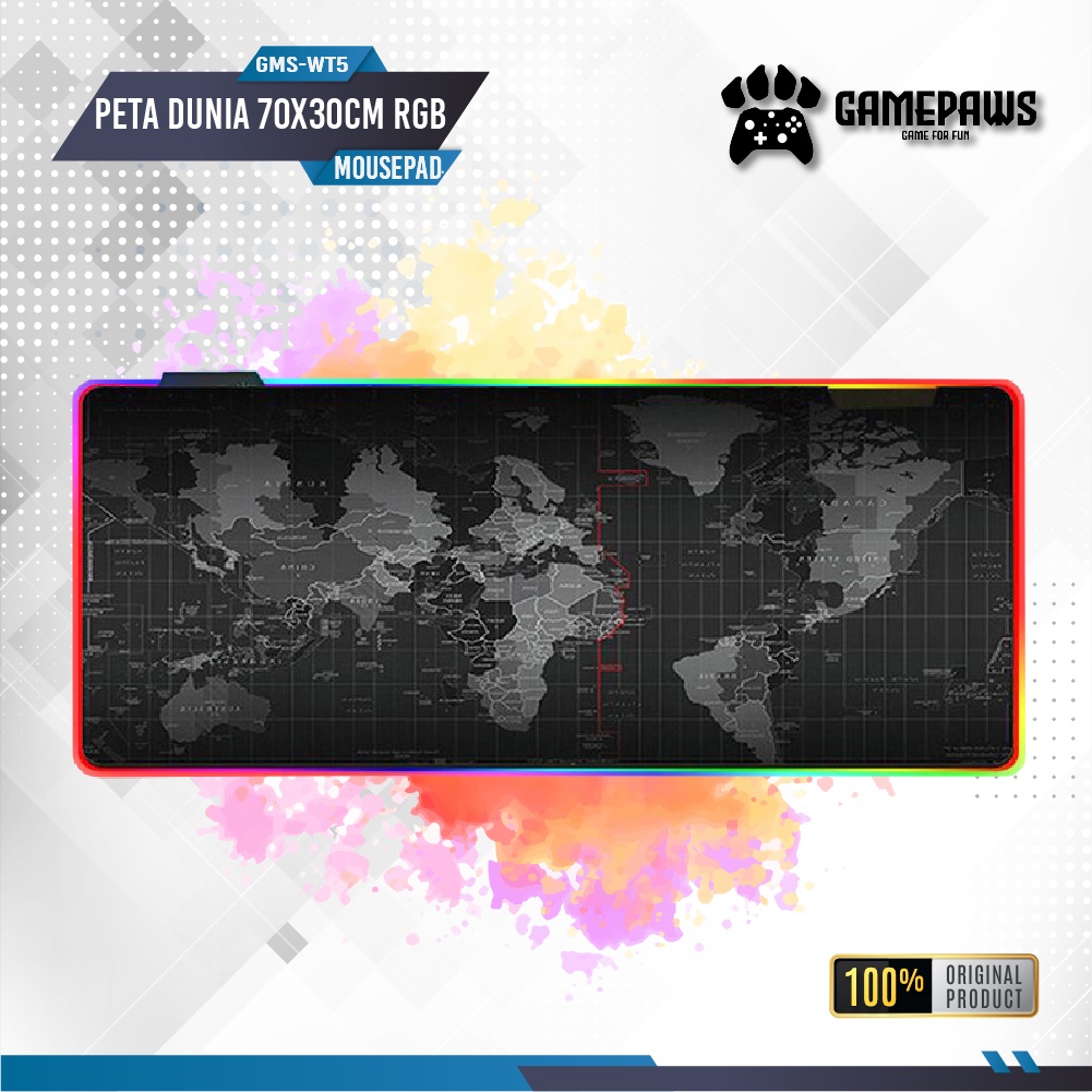 Jual MousePad XL Gaming Peta Dunia + LED RGB 300 x 700 mm GMS-WT5 ...