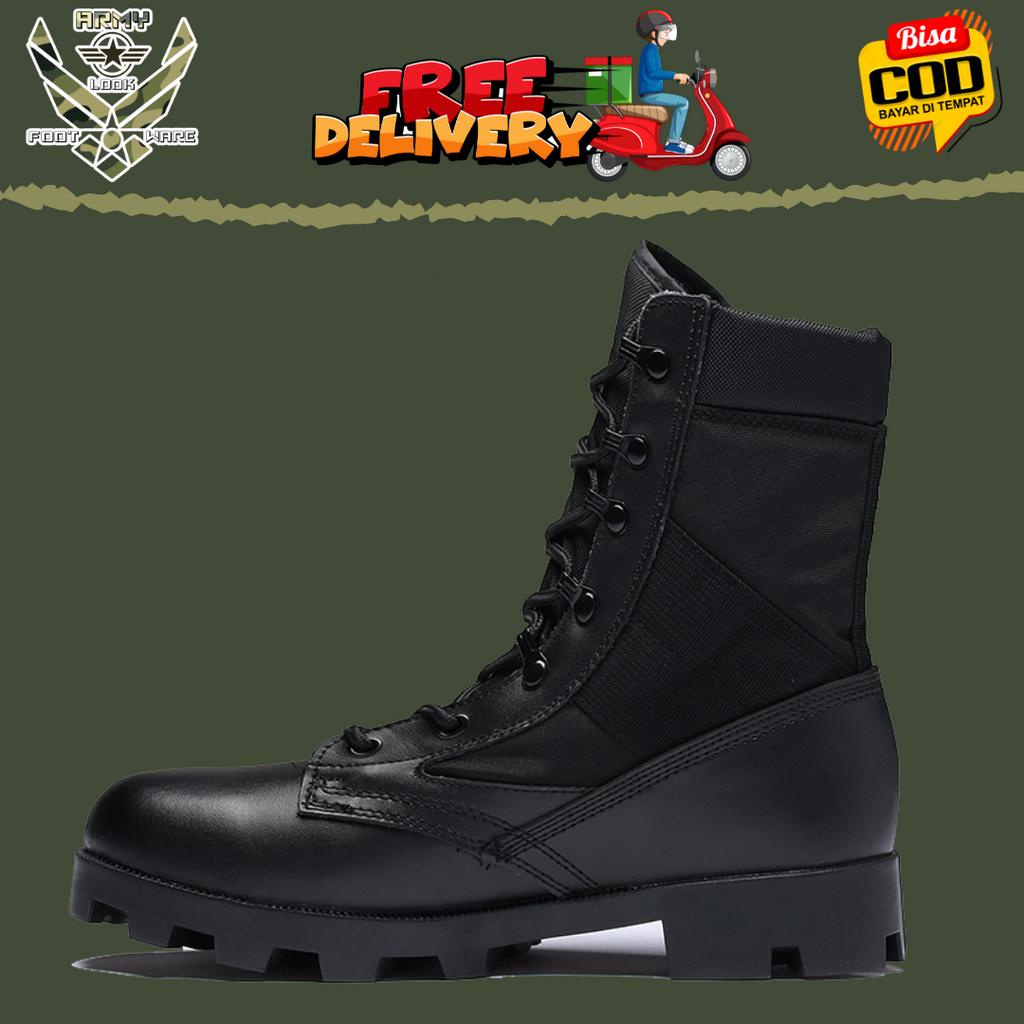 Jual Sepatu PDL DINAS Lapangan Hitam Kulit SAPI ASLI Ujung BESI ...