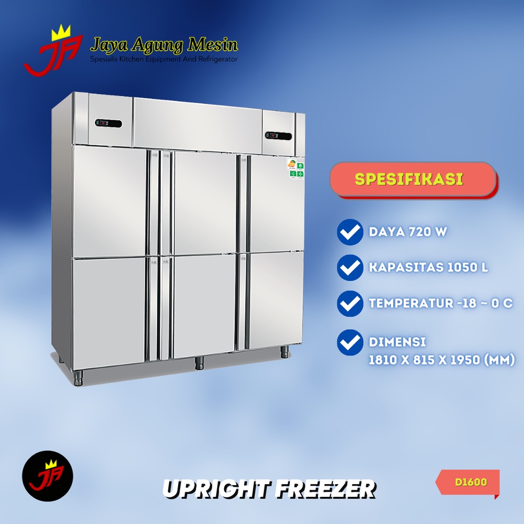 Jual S/S Upright freezer crown 6 Doors Type D1600 / D-1600 | Shopee ...