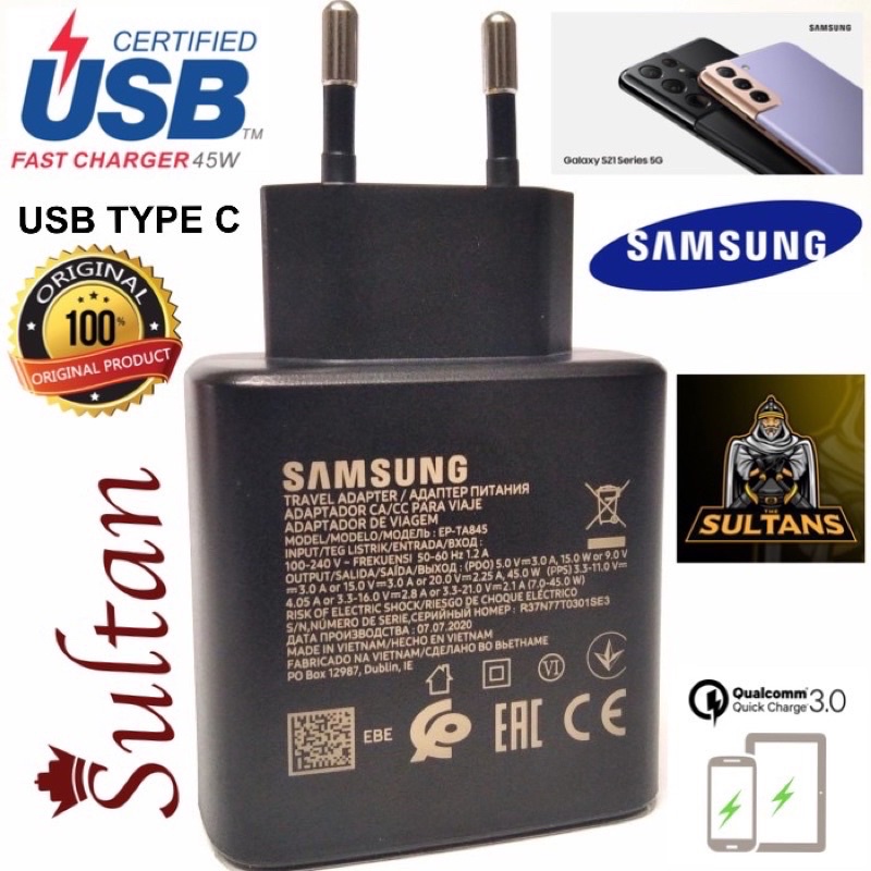 Jual BATOK CHARGER SAM 45W SUPER FAST CHARGING USB TYPE C S21 S22 ULTRA ...