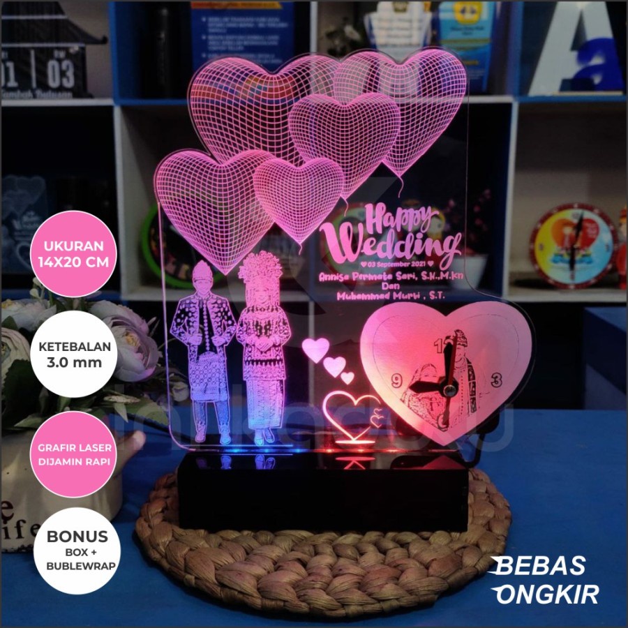 Jual LAMPU LED AKRILIK KADO WEDDING - Pake Jam | Shopee Indonesia Jual LAMPU LED AKRILIK KADO WEDDING - Pake Jam | Shopee Indonesia