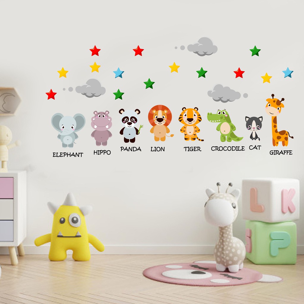 Jual WALL DECOR STIKER DINDING WALL STICKER ALPHABET ANIMAL ABCD ...