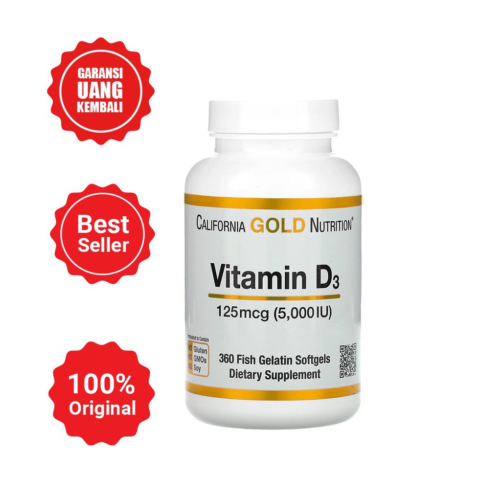 Jual California Gold Nutrition, Vitamin D3, 125 mcg (5,000 IU), 360 ...