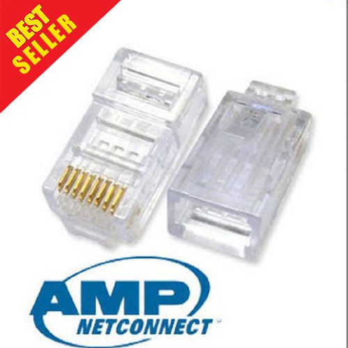 Jual AMP KONEKTOR RJ45 UTP CAT 5E isi 50pcs | Shopee Indonesia