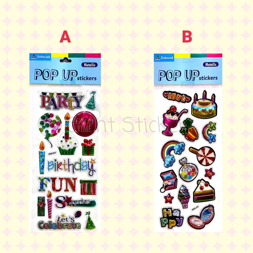 Jual Pop Up Sticker Stiker Timbul Gambar Tempel Anak Edisi Pesta Ulang ...
