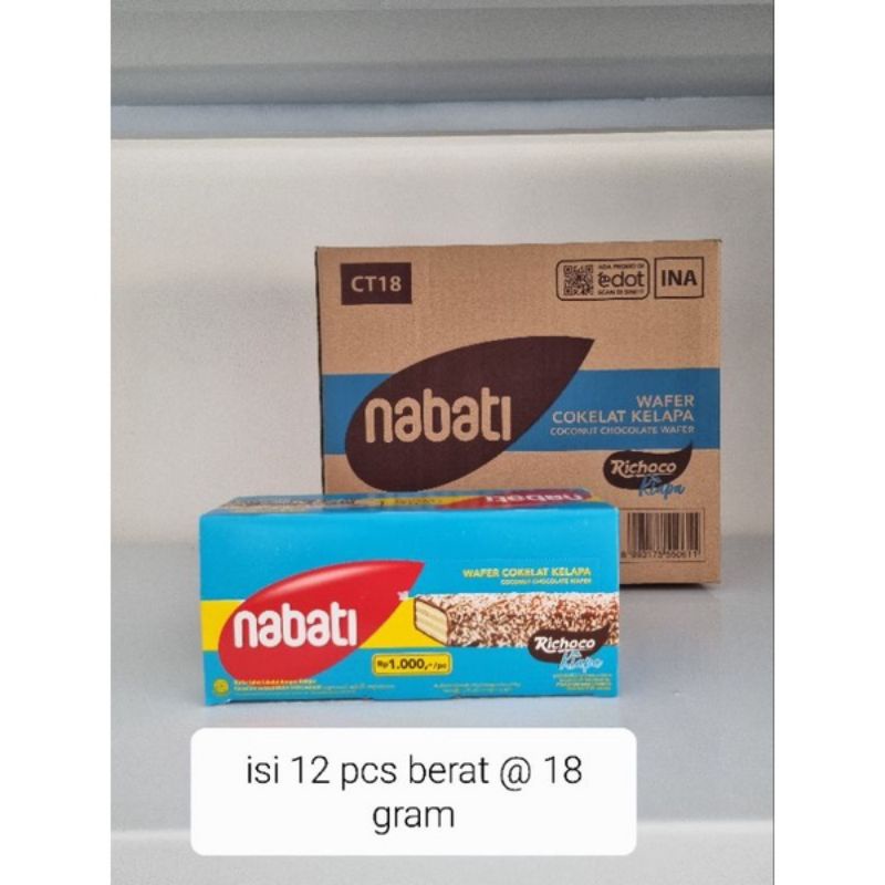 Jual Nabati Chocolate Coated Wafer Box isi 12pcs @18gr coklat kelapa ...