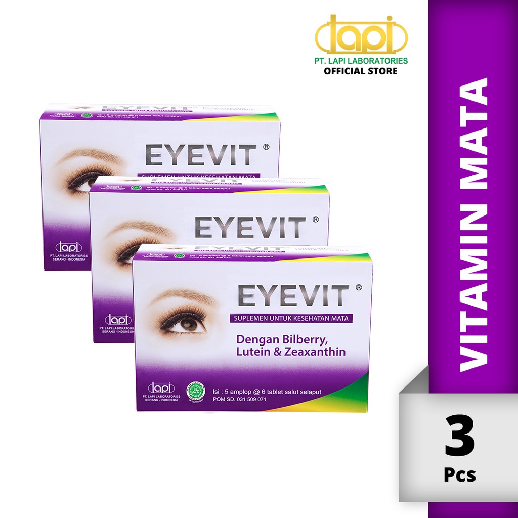 Jual Paket 3pcs EYEVIT Tablet - Box isi 5 Strip @ 6 Tablet - Suplemen ...
