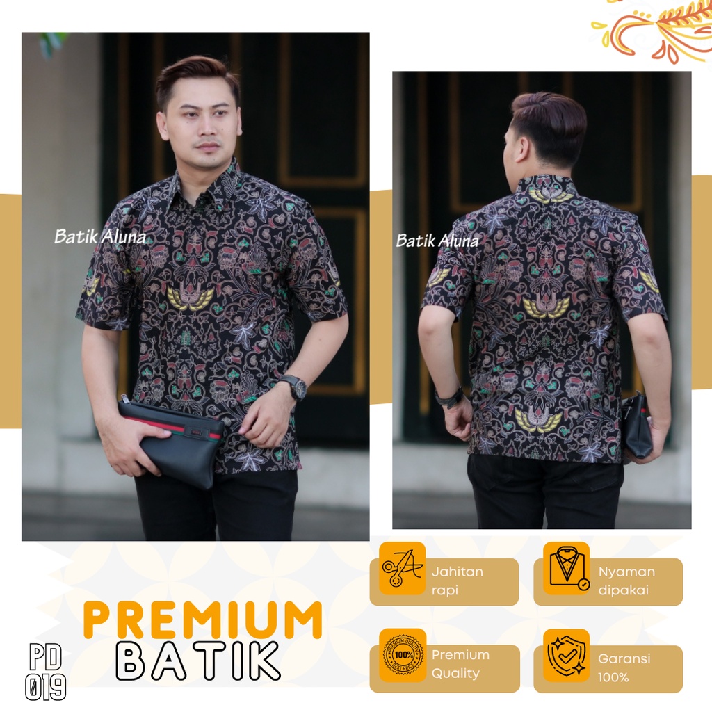 Jual Baju Kemeja Motif Batik Pria Lengan Pendek Modern Furing Katun Prima Premium Pd 019 ...
