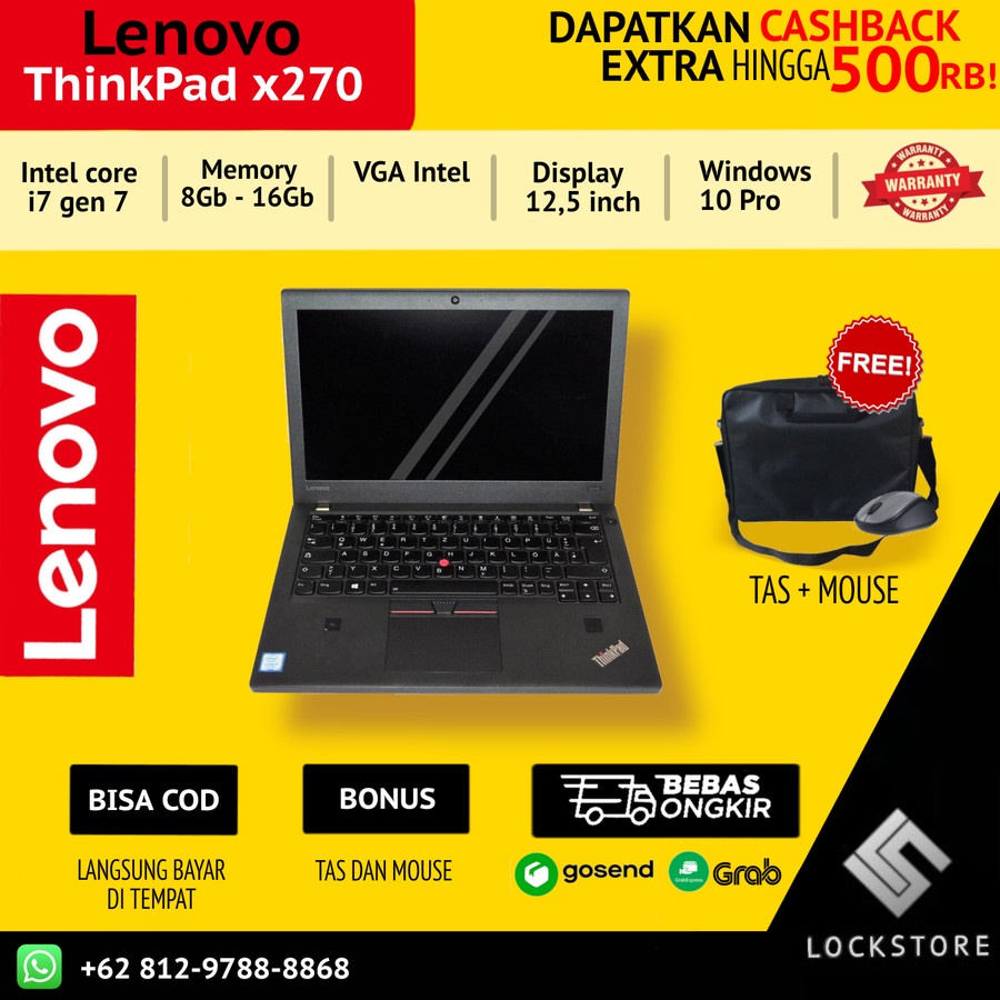 Jual lenovo thinkpad x270 core i7 7600 - ssd 256gb - win 10 original | Shopee Indonesia