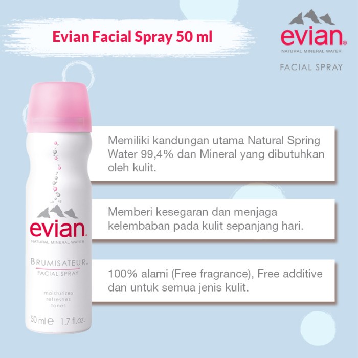 Jual MIST-FACE- EVIAN FACIAL SPRAY 50ML -FACE-MIST. | Shopee Indonesia