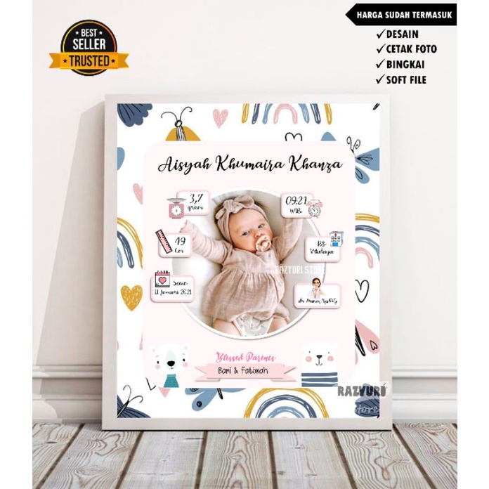 Jual BINGKAI BIODATA BAYI MINIMALIS/KADO KELAHIRAN AESTHETIC/BINGKAI ...