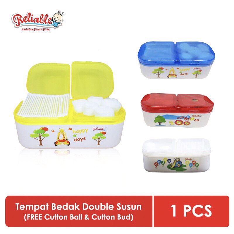 Jual Tempat Bedak Bayi Double Susun Reliable + Free (Cutton Ball ...