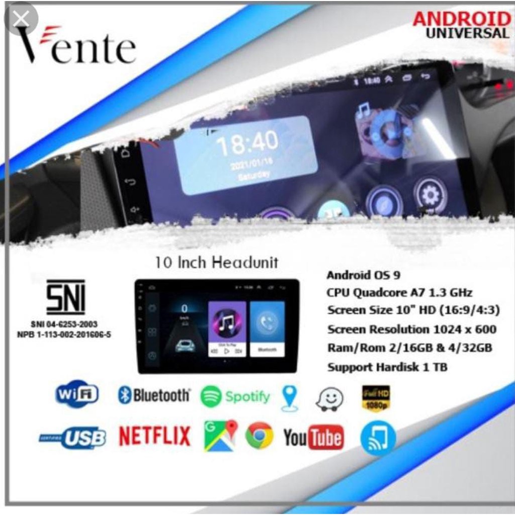 Jual Head Unit Android Mobil Vente 10" Inch Classic ips301285 2/32GB ...