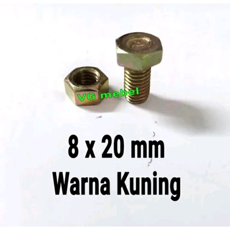 Jual Mur Baut 8 x 20mm - Mur Baut Untuk Plat Rak Siku Lubang | Shopee ...