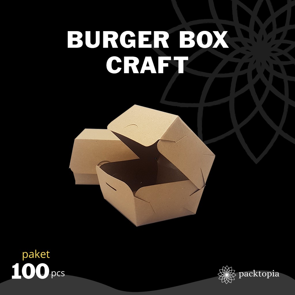 Jual BOX DUS KARDUS KOTAK ROTI BURGER 10x8,5x8cm CRAFT LAMINASI (PAKET ...