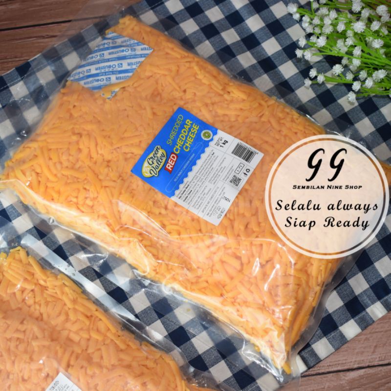 Jual SHREDDED RED CHEDDAR Cheese Green Valley 1 KG Keju Parut Merah ...