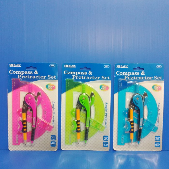 Jual Compass and Protactor set Bazic/jangka/busur/penggaris/Bazic ...