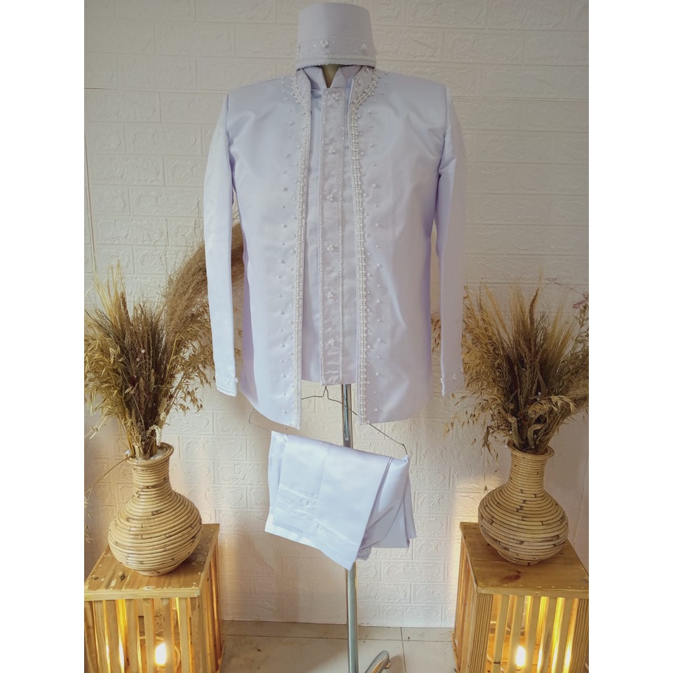 Jual BESKAP BASOFI PENGANTIN PRIA PUTIH BERSIH FULL MUTIARA | Shopee ...