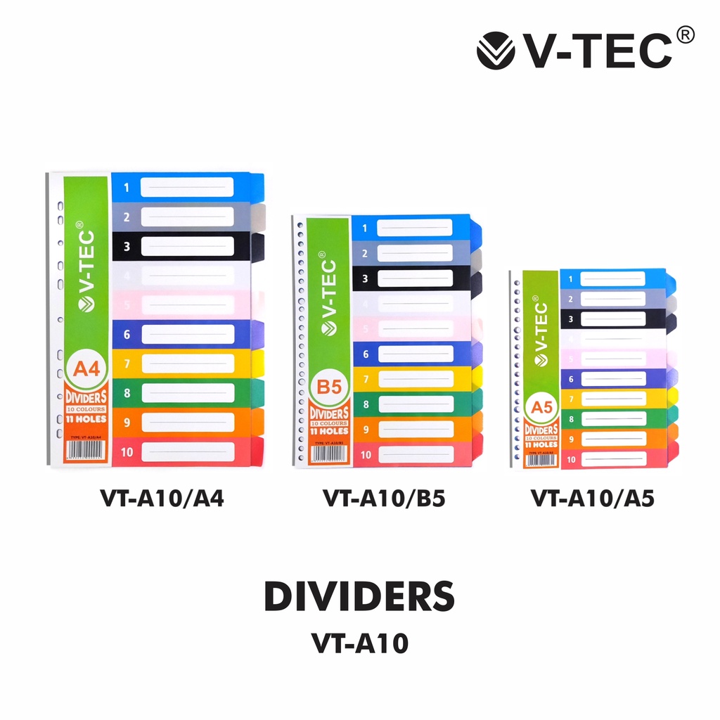 Jual V-TEC DIVIDER VT-A10 INDEX BINDER NOTE PEMBATAS BINDER | Shopee ...