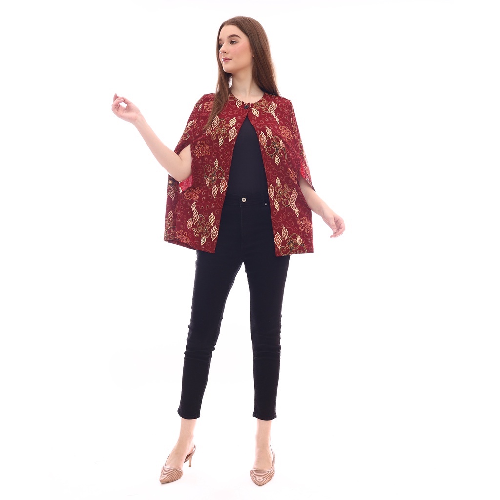 Jual FLIKE STORE - CAPE BLAZER BATIK MOTIF AWAN MAROON | Shopee Indonesia