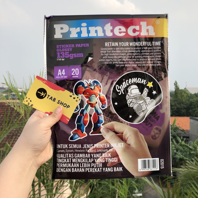 Jual TAB SHOP - KERTAS STIKER MENGKILAP A4 135 GSM - PRINTECH GLOSSY STICKER PAPER A4 135 GSM 20 ...