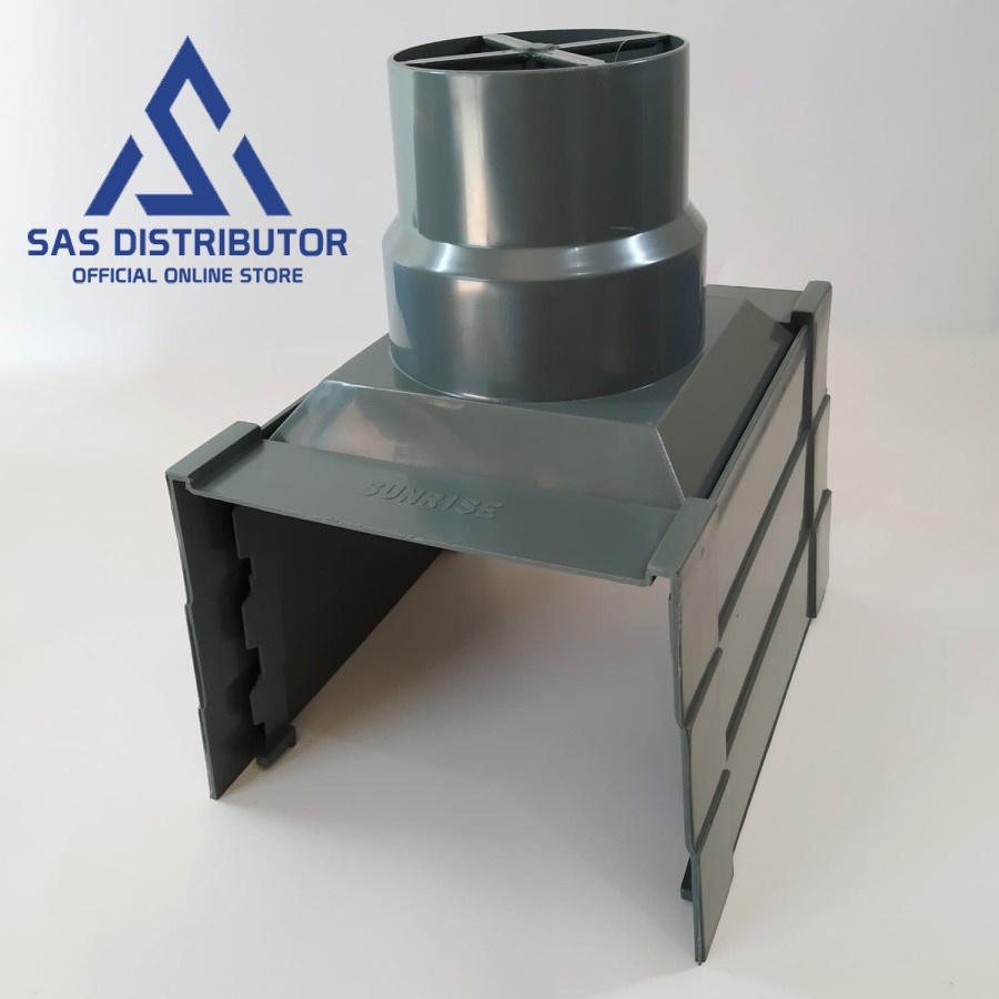 Jual Corong Talang Air Kotak PVC SUNRISE / Corong Kotak Abu Abu / Corong Talang 4" inch PVC ...