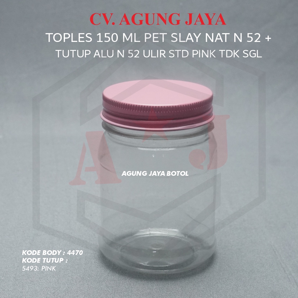 Jual Toples Selai 150 ml Pet Slay Tutup Alumunium / Pet Tabung Nat / Jar Pet Slay 150 ml Nat ...