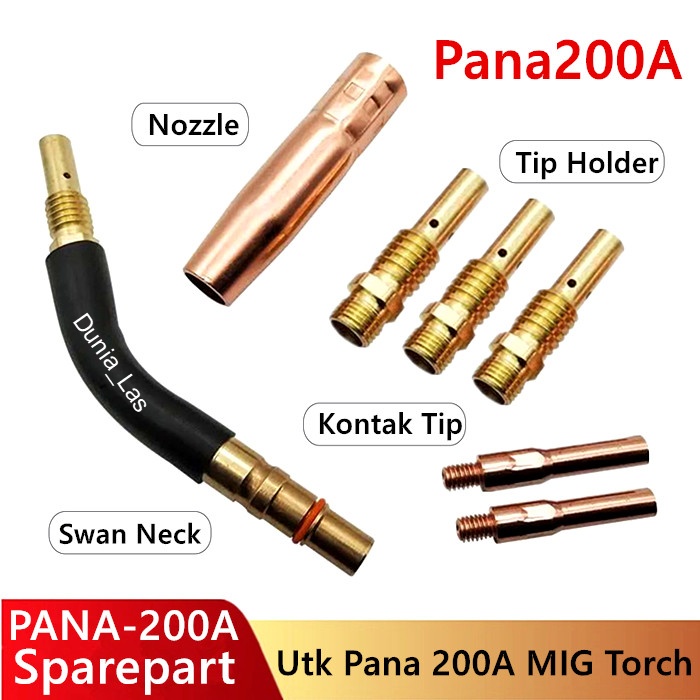 Jual Tipe Panasonic 200A Swanneck Nozzle Kontak Contact Tip Holder CO2 ...