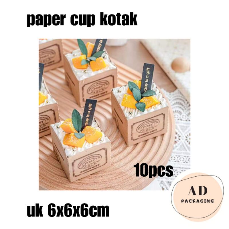 Jual 10pcs paper cupcake kotak / box kue kertas / kertas cupcake ...