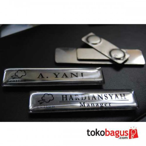 Jual Name Tag Stainless - Papan Nama Dada - Pin + resin + Magnet ...