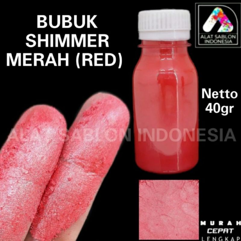 Jual BUBUK SHIMMER MERAH RED HALUS POWDER 40GR | Shopee Indonesia