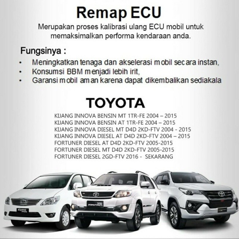 Jual JASA REMAP ECU MOBIL TOYOTA FORTUNER INNOVA | Shopee Indonesia Jual JASA REMAP ECU MOBIL TOYOTA FORTUNER INNOVA | Shopee Indonesia