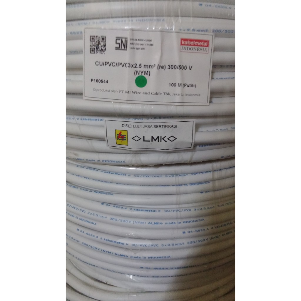 Jual Kabel NYM 3x2,5 3x2.5 KABELMETAL KABELINDO Roll 100 Meter Metal Lindo Listrik Tunggal Tufur ...