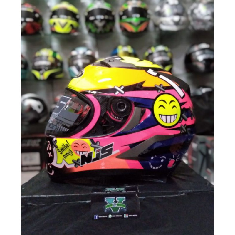 Jual HELM NJS SHADOW N 808 FULL FACE DOUBLE VISOR ORANGE | Shopee Indonesia