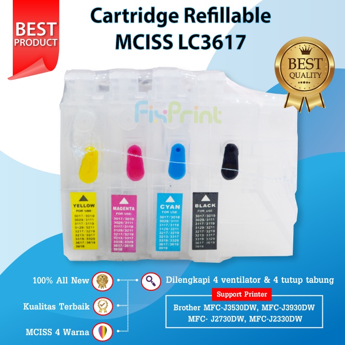 Jual Ink Benefit LC3617 Cartridge Tinta MCISS MFC-J3530DW J3930DW ...